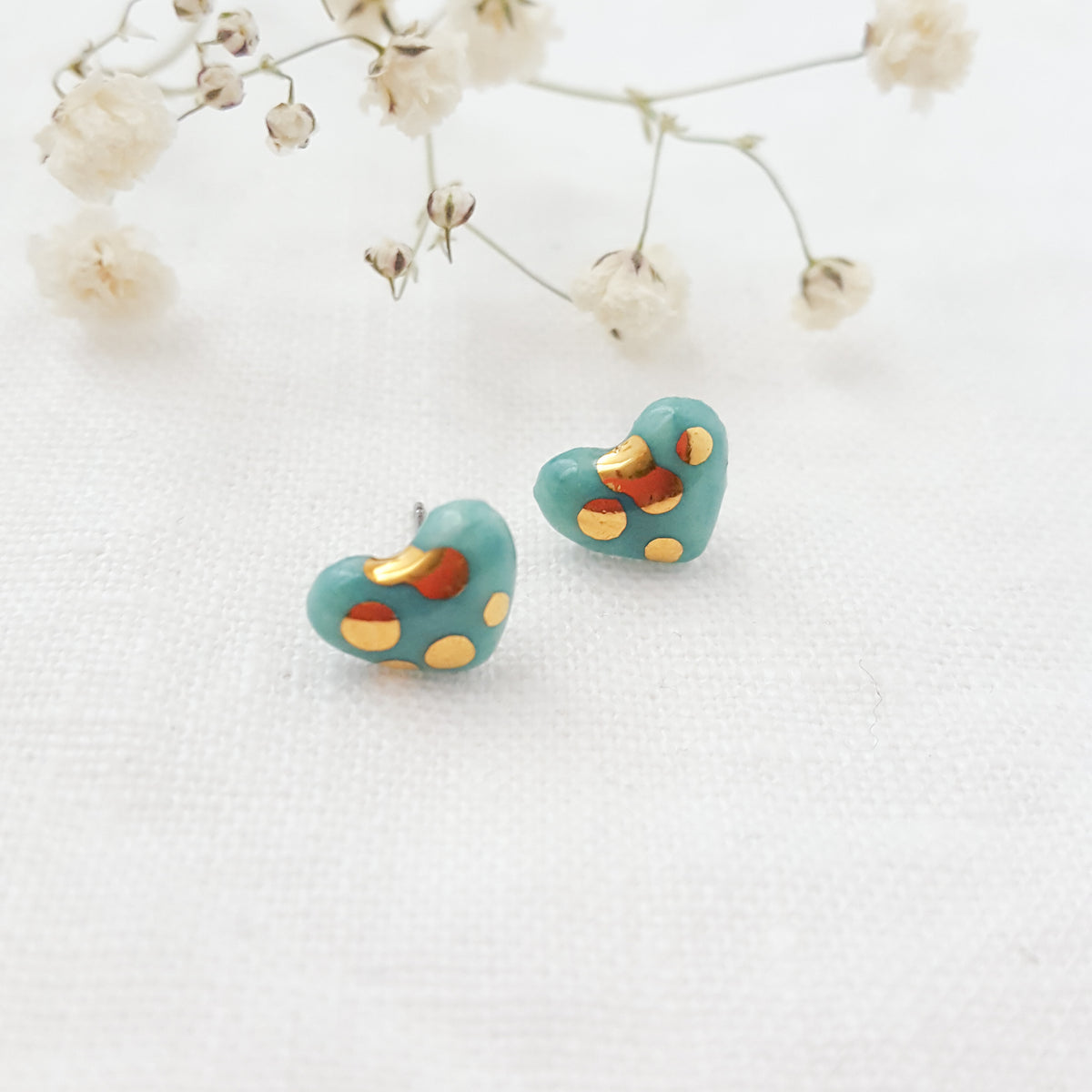 Nora Heart Studs – Blue Rochelle